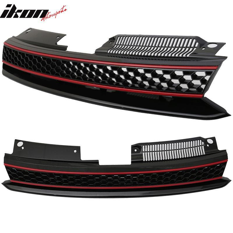 2011-2014 Volkswagen Jetta MK6 Wagon Front Grille Black-Red - GR ...