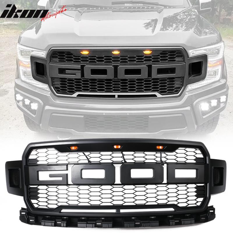 2018-2020 Ford F-150 Raptor-Style Front Grille w/LED Lights Matte Black ...
