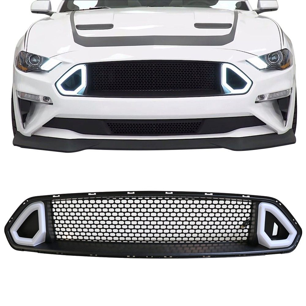 2018-2023 Ford Mustang R-Spec Black Front Bumper Upper Grille Hood With ...