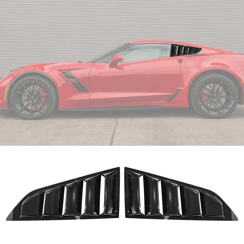 2014-2019 Chevrolet Corvette C7 Side Window Louvers 2PC Gloss Black - WDL-CCORV14-GBK