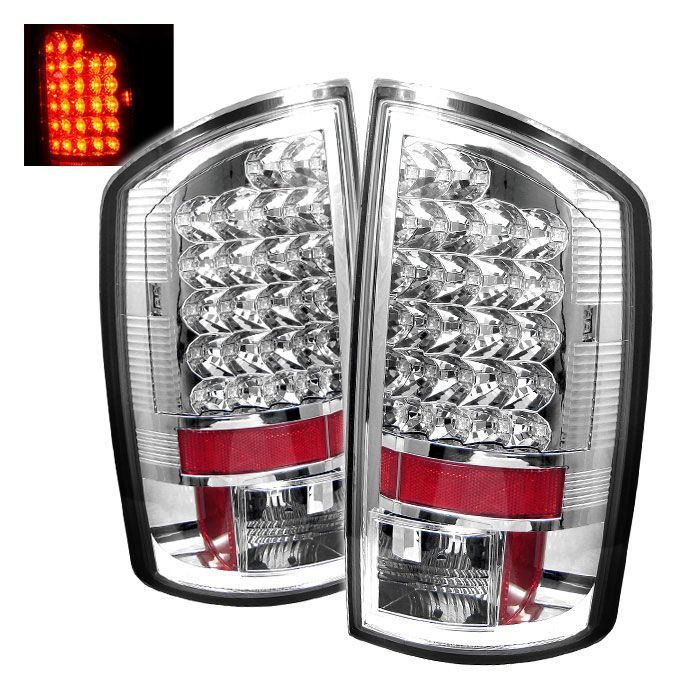 2007-2008 Dodge Ram 1500 Chrome LED Tail Lights - 111-DRAM06-LED-C